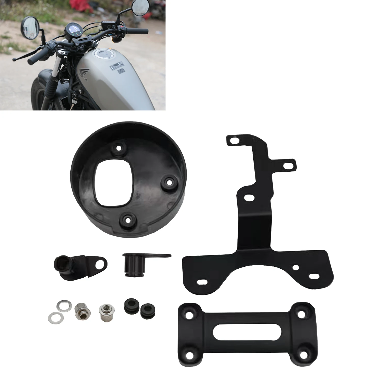 Black Motorcycle Speedometer Forward Relocation Mount Bracket+handlebar ...