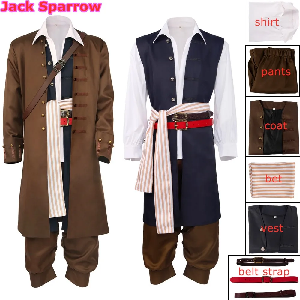 Disfraz-de-Cosplay-de-capit-n-Jack-Sparrow-para-adultos-conjunto ...