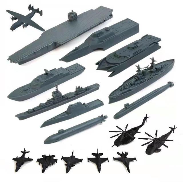 17pcs Model Navy Ship Toy With Small Scale Model Planes Submarine Toy ...