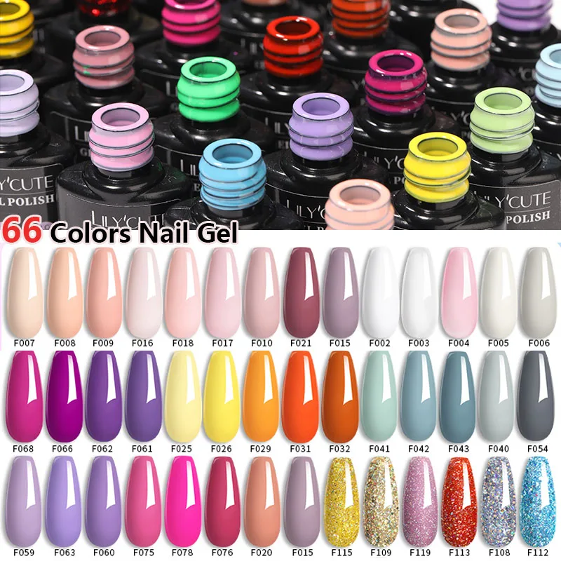 LILYCUTE-66-40Colors-Gel-Nail-Polish-Set-Colorful-Manicure-Set-Semi ...