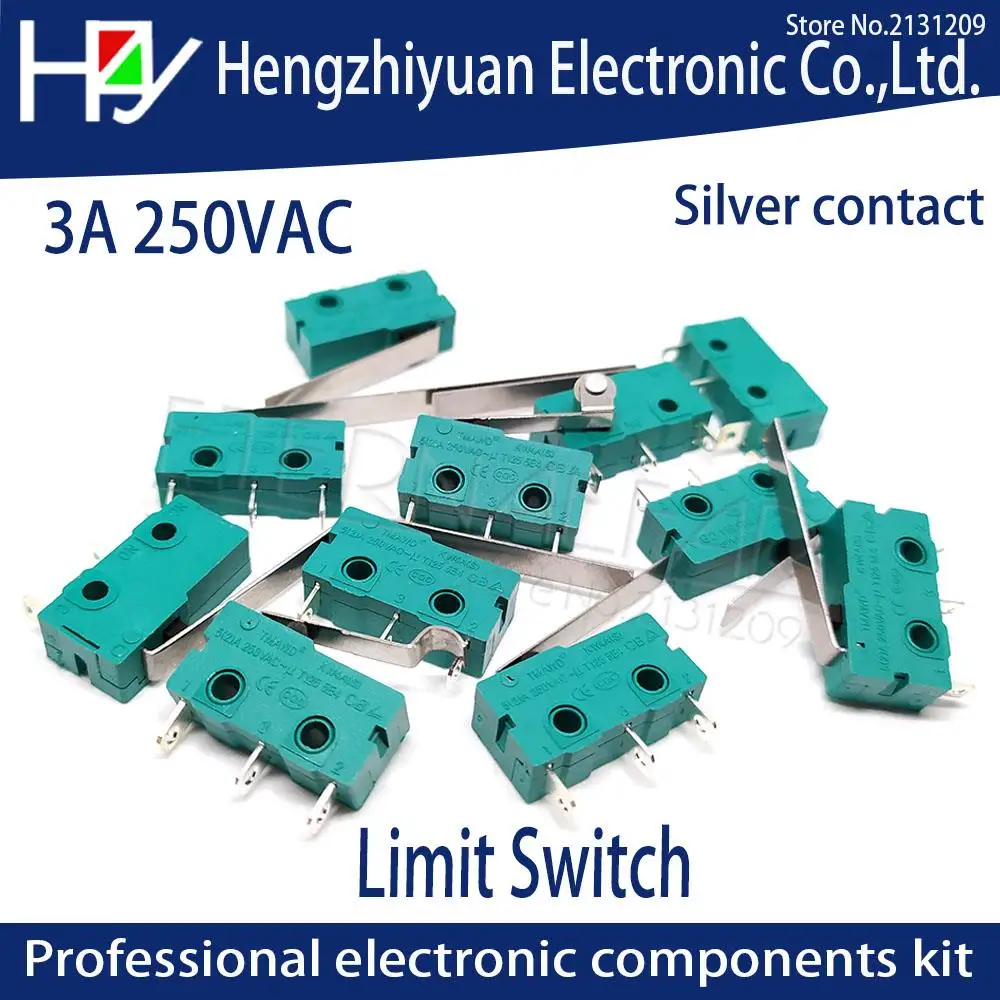 Hzy Mini Micro Switch Roller Lever Arm Spdt Snap Action Lot 5a 250v Kw4 ...