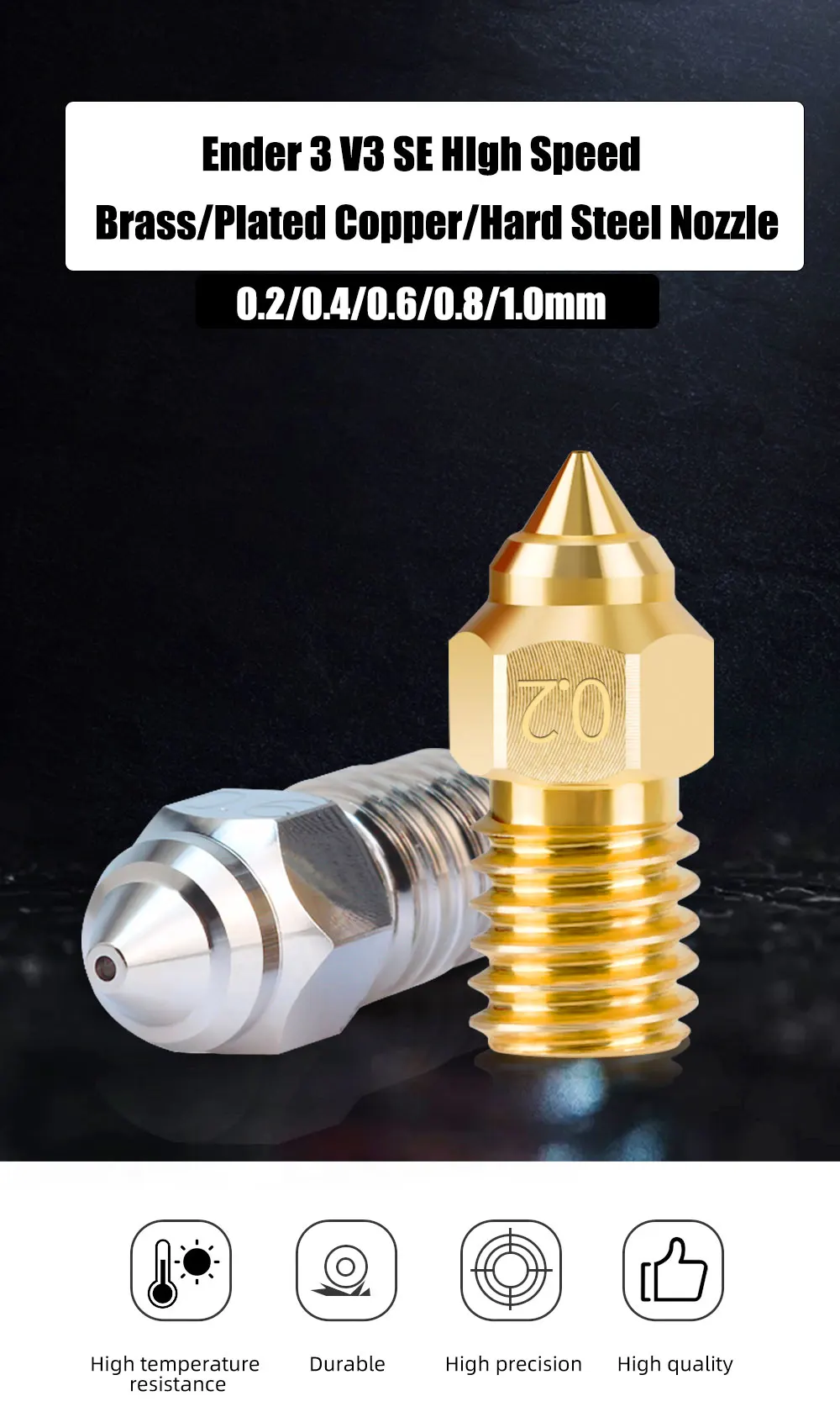 Buse haute vitesse - RNCYN - Ender 3 V3 SE - Cuivre plaqué - 0.4mm ...