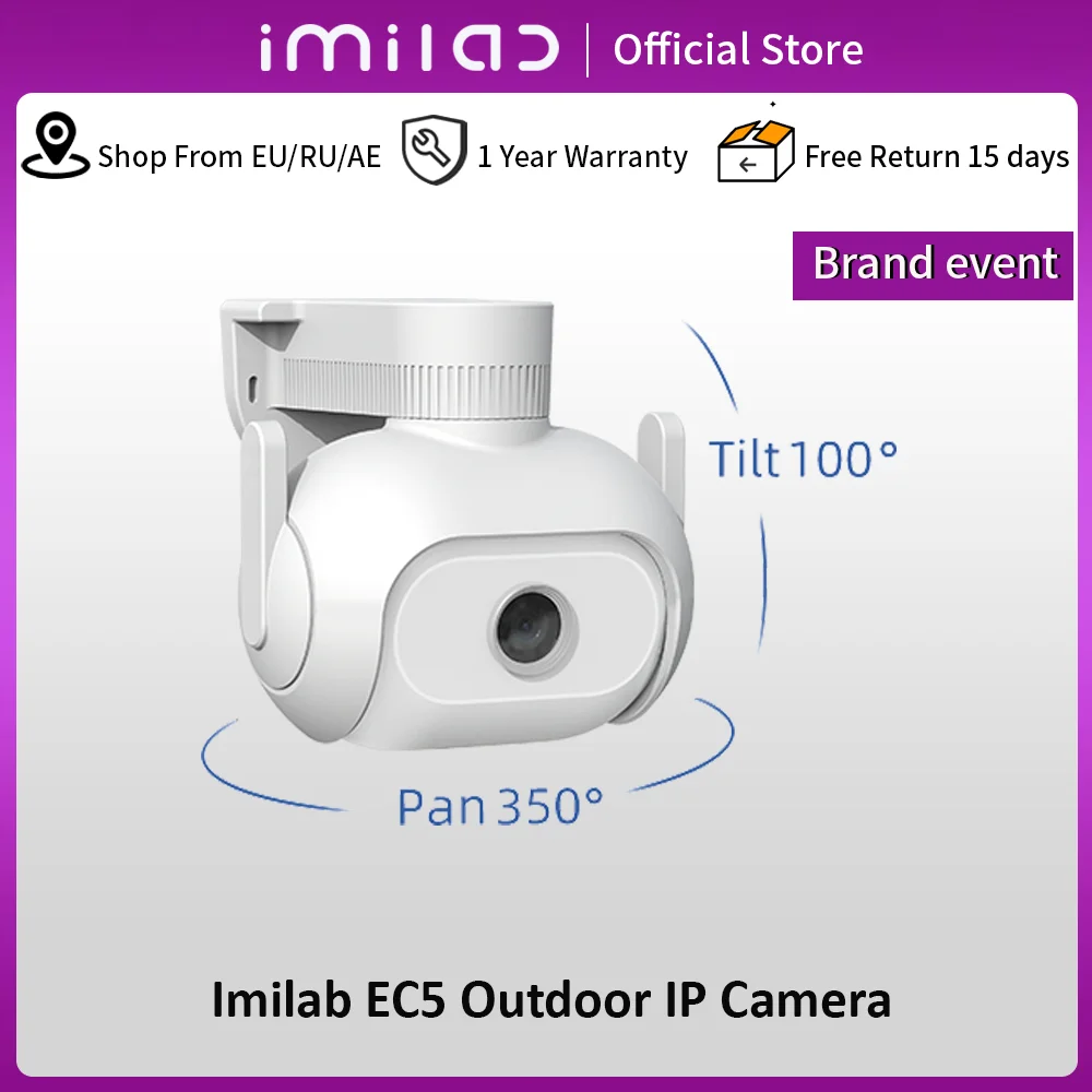 IMILAB - EC5 투광 조명 카메라, 야외 보안 감시, 컬러 야간 투시경, 360 ° 인간 추적, Mihome 앱, 2K