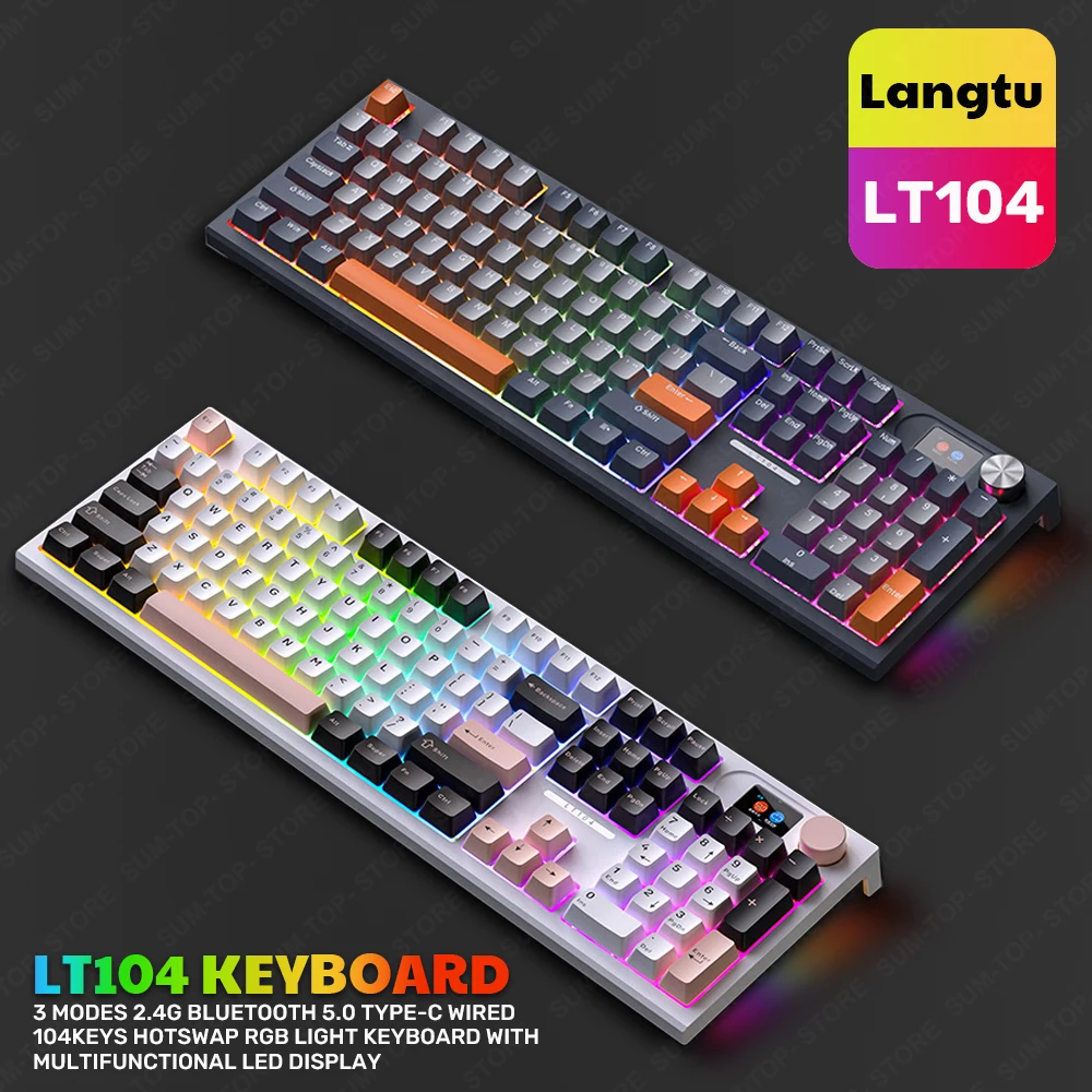 Langtu-LT104-Gaming-Mechanical-Keyboard-104Key-2-4G-Wireless-Bluetooth ...