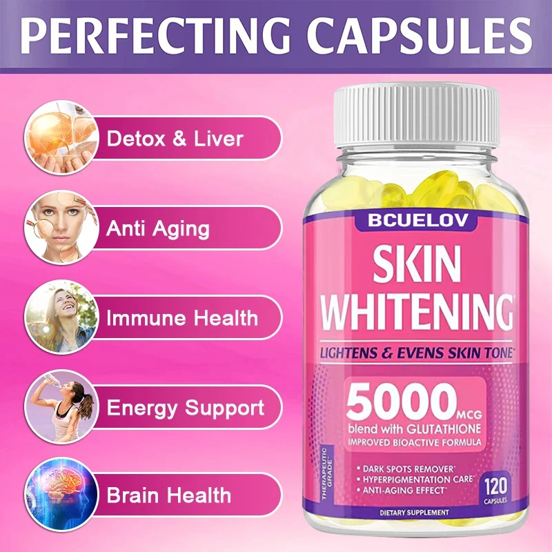 Bcuelov-Whitening-Supplement-Black-Spot-Acne-Print-Vegan-Skin-Bleaching ...