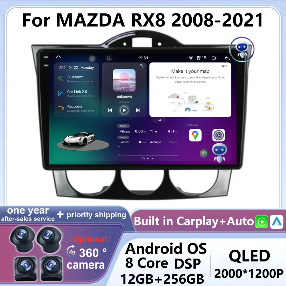 QLED-Screen-Android-14-5G-WIFI-For-MAZDA-RX8-2008-2021-Car-Radio-360 ...