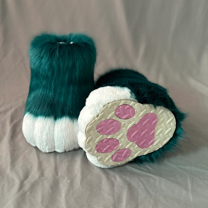 Halloween Costume Furry Paw Shoes Kit - Plush Fursuit Boots For Cosplay ...