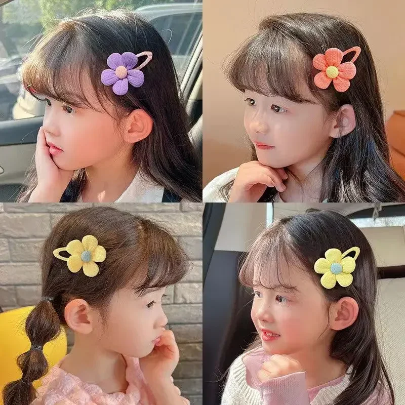 Children-s-Cute-Fabric-Flower-Pair-Clip-Hair-Accessories-Girl-Hairpin ...