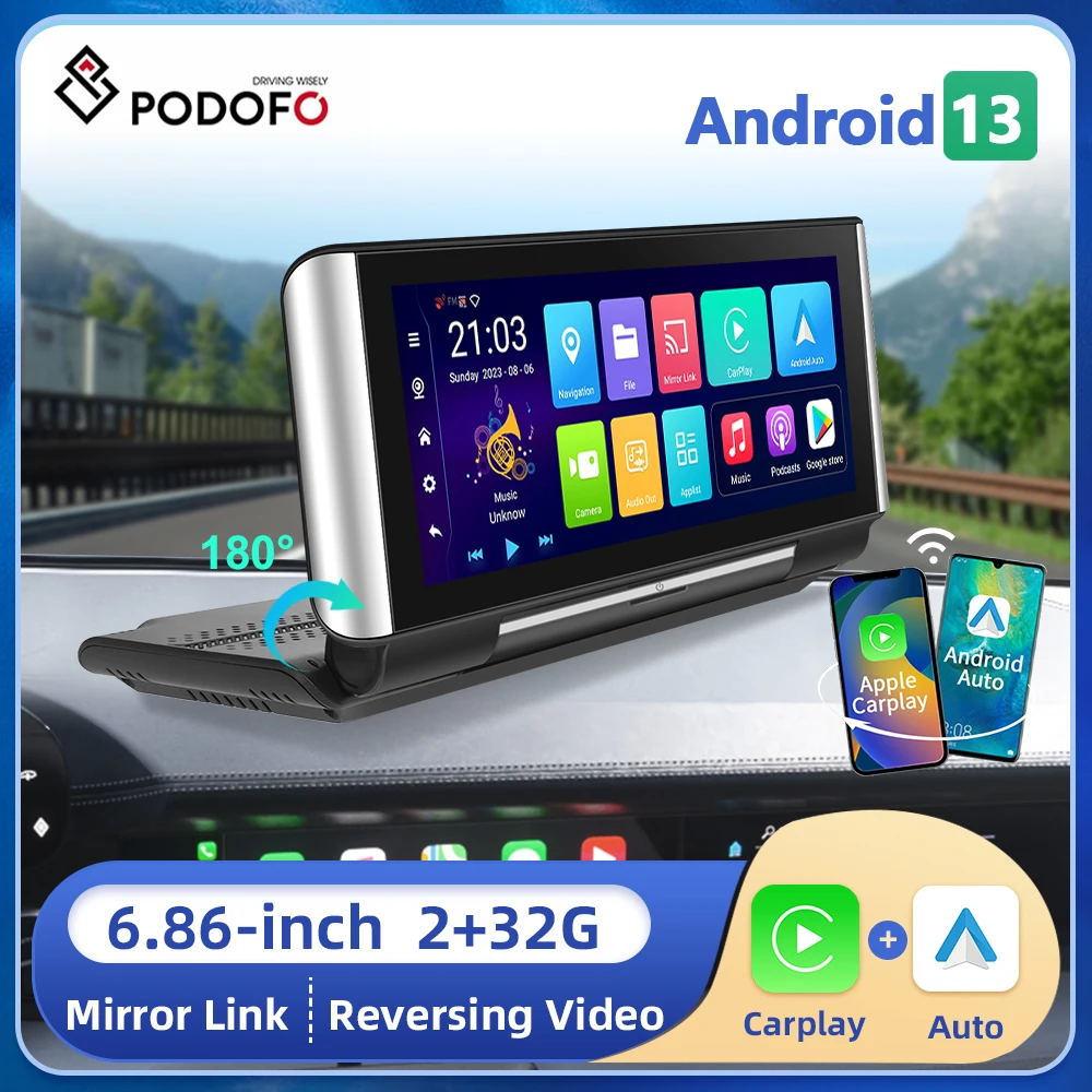 Podofo-6-86Inch-Android-Carplay-Monitor-Android-2-32G-Wireless-Carplay ...
