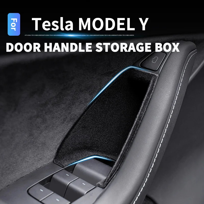 for-Tesla-Model-3-Y-Door-Side-Storage-Box-Handle-Pocket-Armrest-Flocked ...