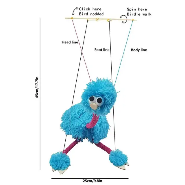 Puppet Ostrich Magic Tricks Handicraft Vintage Wire-controlled Puppetry ...