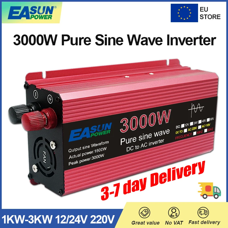 Solar Inverter 12V 220V Pure Sine Wave 3000W 2200W 1600W 1000W Power ...
