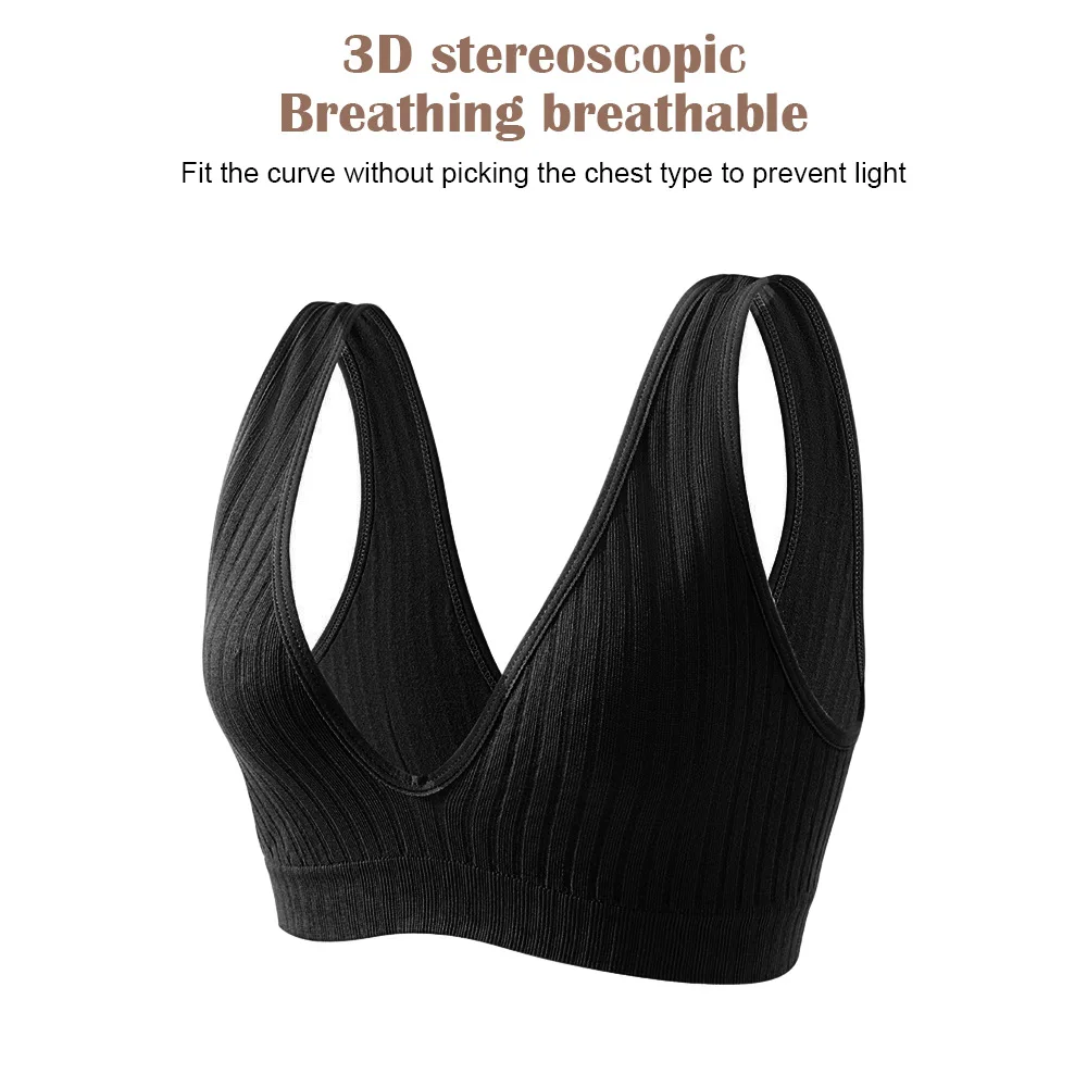 French Style Deep V No Steel Ring Bra Base Clothing Women's Sexy Sports Yoga Wrap-around ...