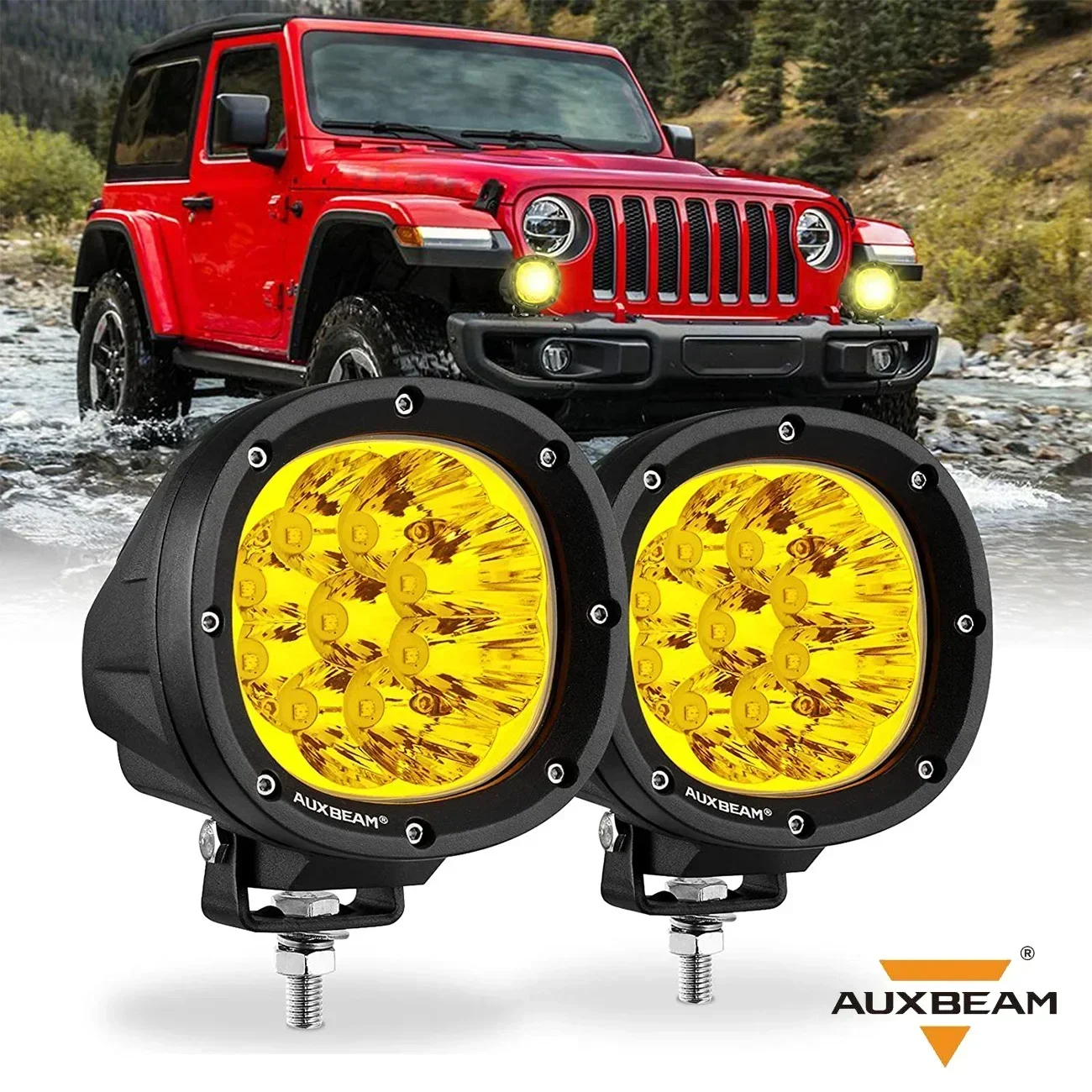 AUXBEAM-4-Inch-90W-LED-Fog-Lights-Round-Offroad-Work-Light-3535-LED ...