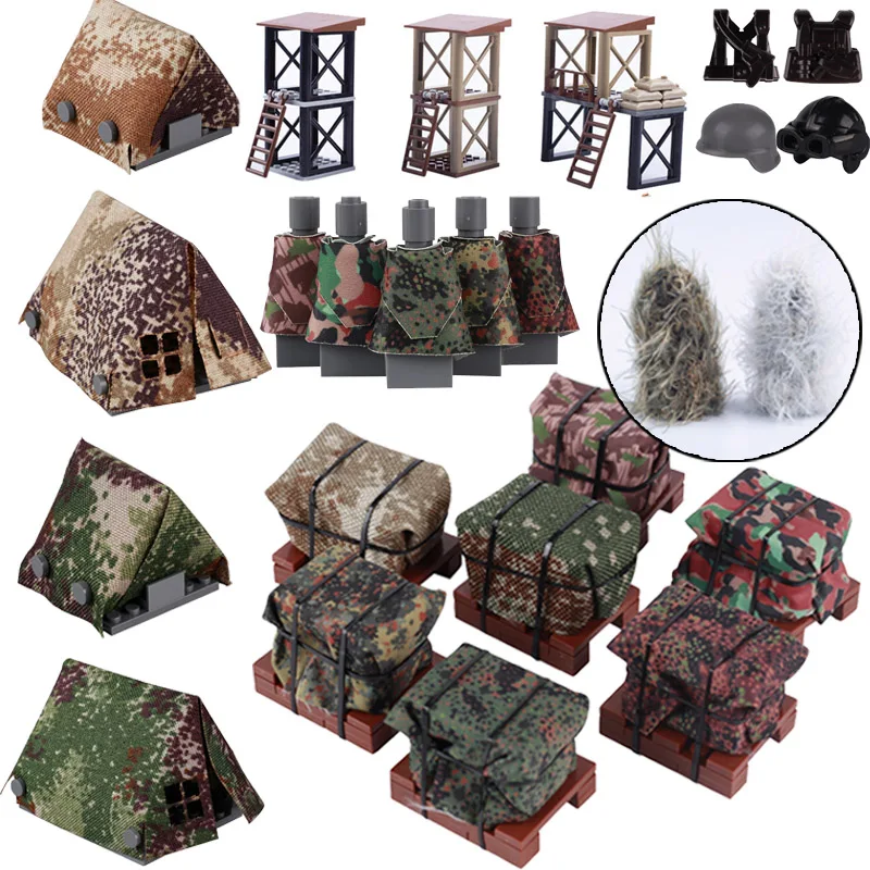 Moc ww2 militar airdrop blocos de construção camuflagem casaco porta ...