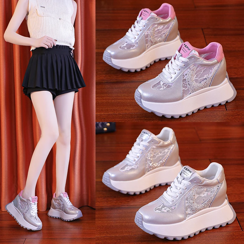 2024-New-Breathable-Daddy-Shoes-Thick-Sole-Net-Surface-Small-Sporty ...