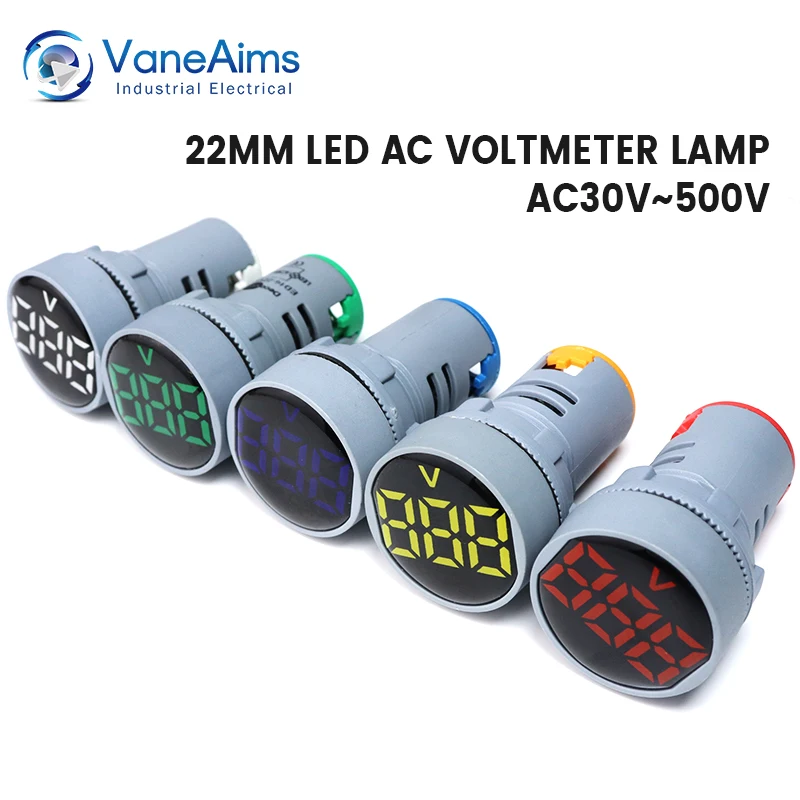 Mini-Digital-LED-AC-Voltmeter-Lamp-22mm-Round-AC30-500V-Voltage-Tester ...