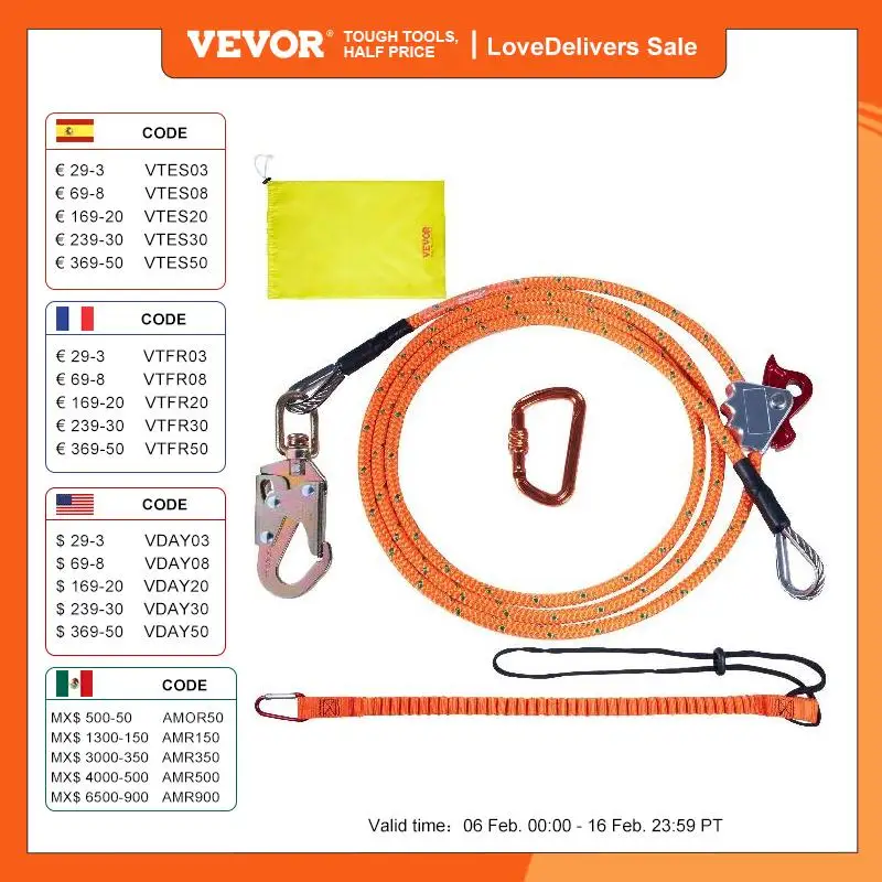 VEVOR-Steel-Wire-Core-Flip-Line-Kit-25-KN-Breaking-Tension-Solid-Snap ...