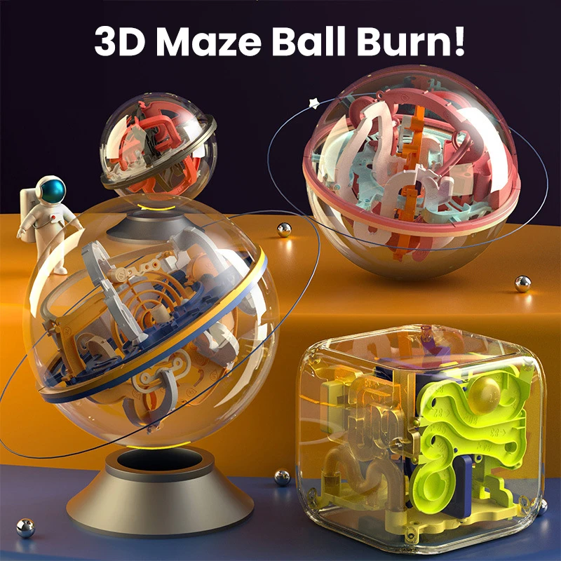 Children's Transparent 3D Maze Ball learning education Toy Intellectual ...