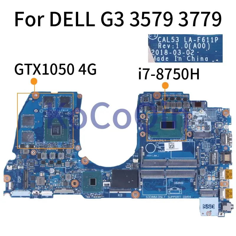 CAL53 LA-F611P For DELL G3 3579 3779 Notebook Mainboard 09NPNP 0MC5GN ...
