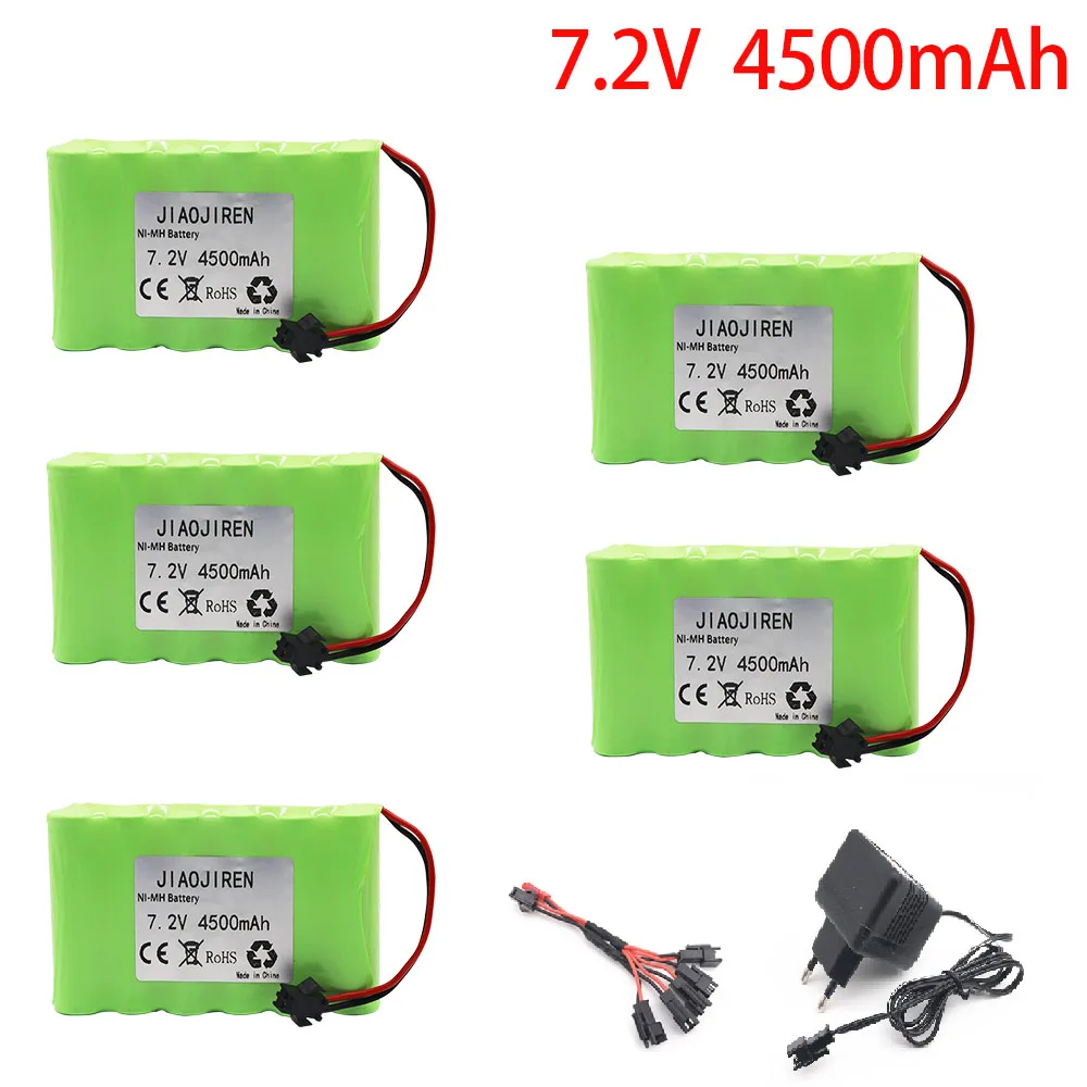 7-2V-4500mAh-Ni-MH-Battery-and-Charger-Set-For-RC-Cars-Robot-Tanks-Gun ...