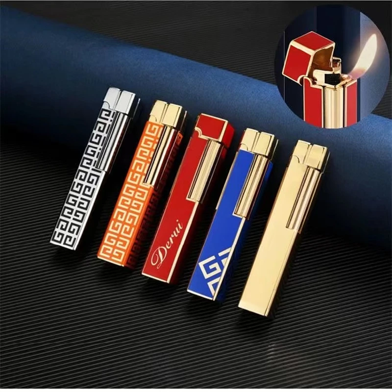 Derui-Mini-Metal-Retro-Grinding-Wheel-Gas-Lighter-Lady-Side-Sliding ...
