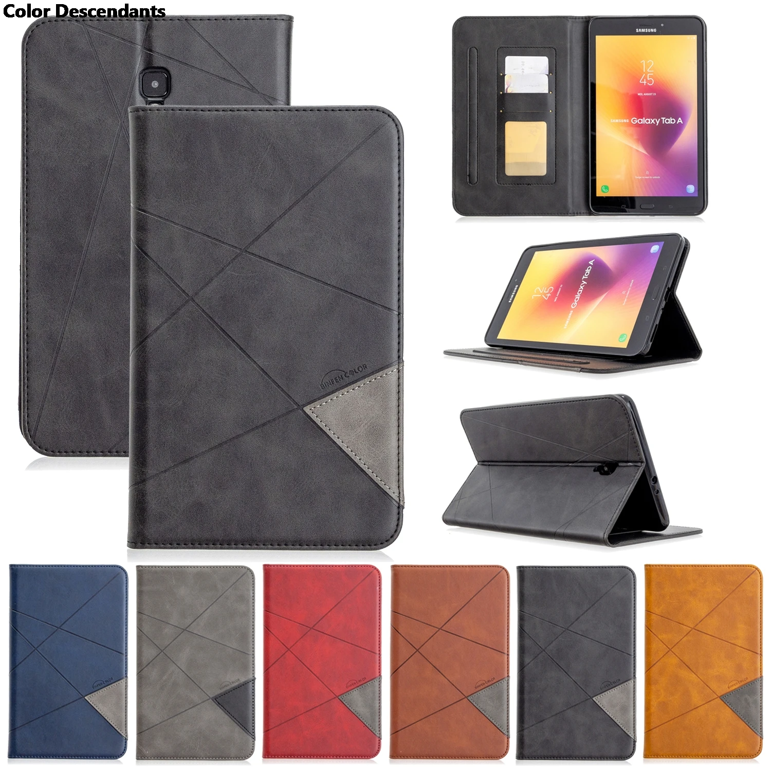 For Tab A 8.0 2017 T380 T385 Business Leather Solid Stand Cover For ...