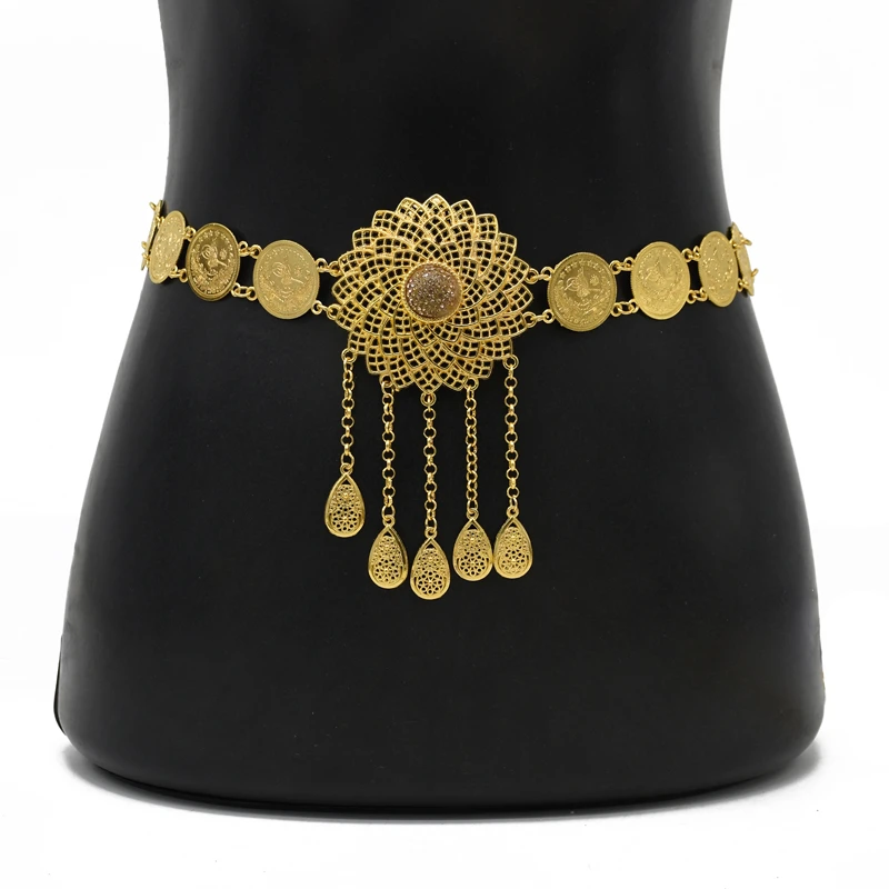 Carved Flower Body Chains For Women Bohemian Vintage Coins Tassels ...