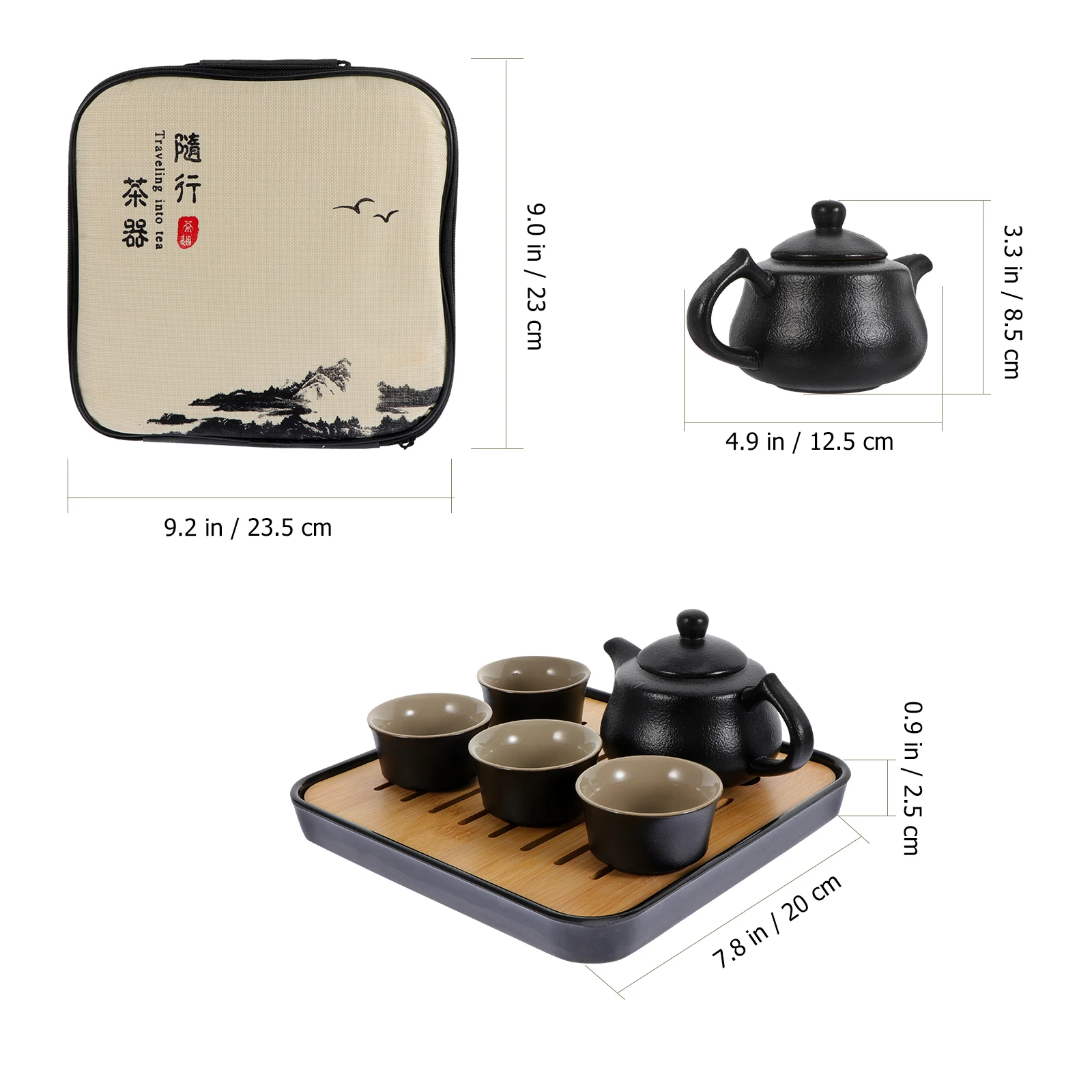 Unique Ceramic Bamboo Cloth Travel Tea Kettle Set Practical Teacup And ...