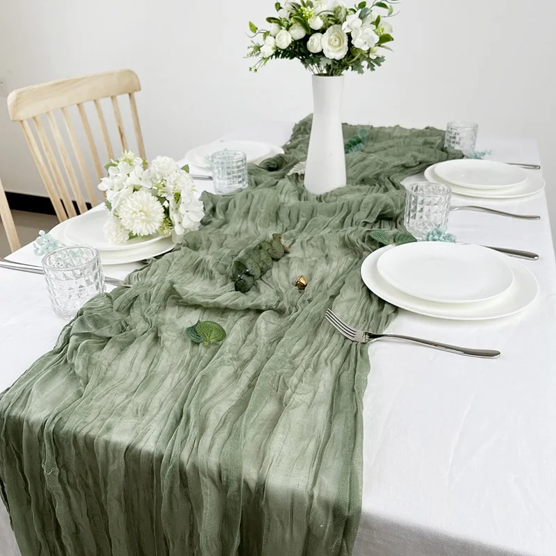 Semi-Sheer-Gauze-Table-Runner-Sage-Cheesecloth-Table-Setting-Dining ...