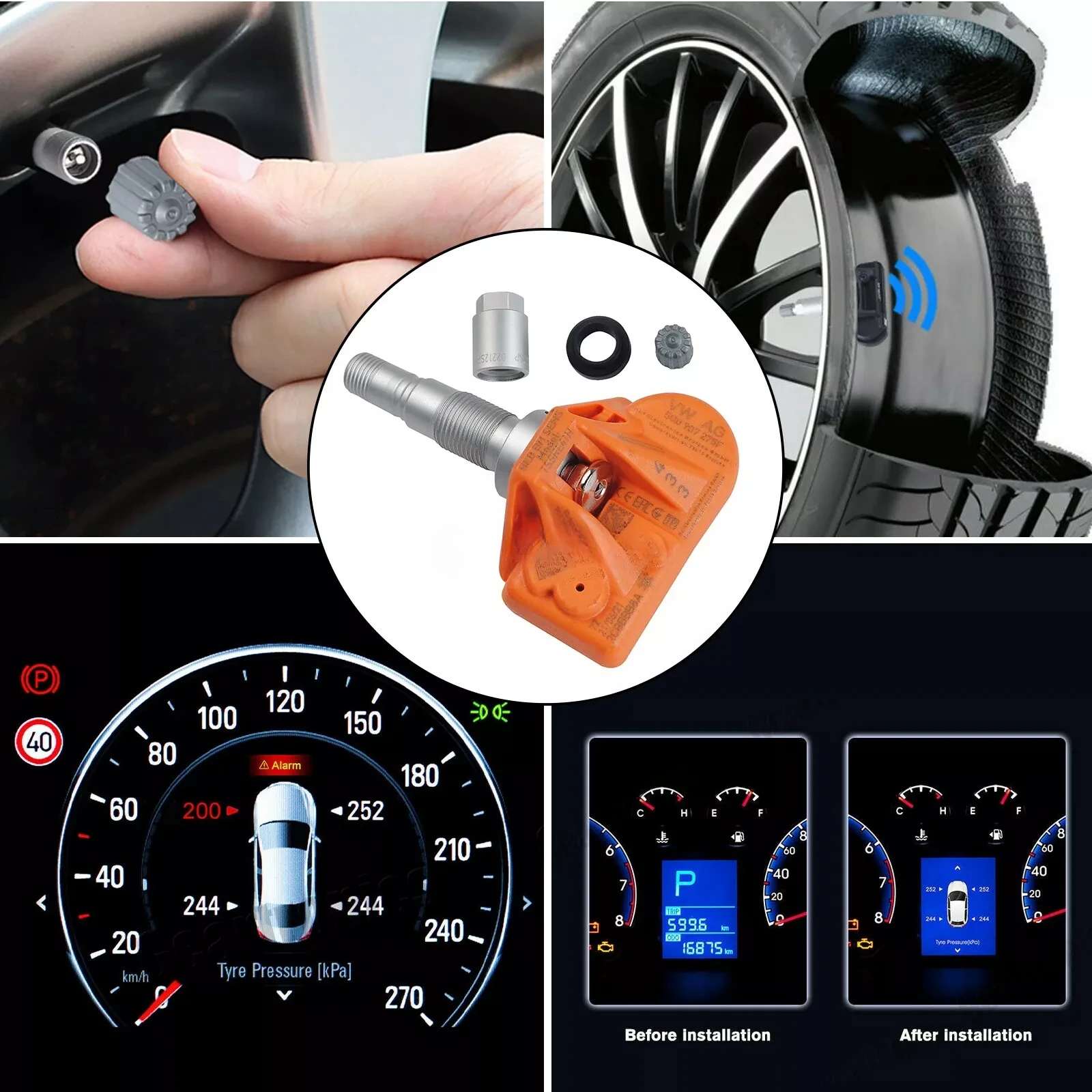 4PCS 5Q0907275F Tire Pressure Monitoring System Sensor For Audi RS3 ...