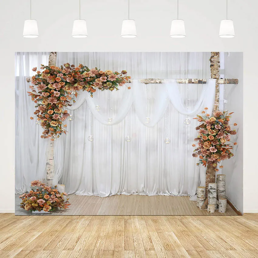 Mehofond Curtain Flower Backdrop Bridal Shower Wedding Photozone ...