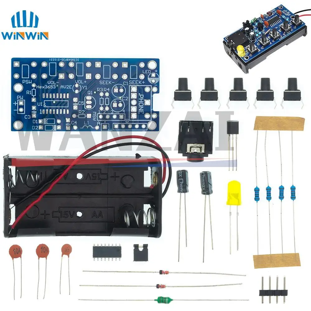 Kits electrónicos de bricolaje, módulo receptor de Radio FM estéreo inalámbrico PCB 76MHz-108MHz ...