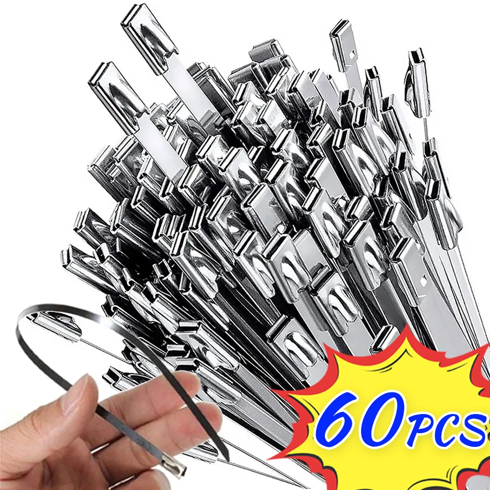 60-20Pcs-Stainless-Steel-Cable-Ties-Multi-Purpose-Self-Locking ...
