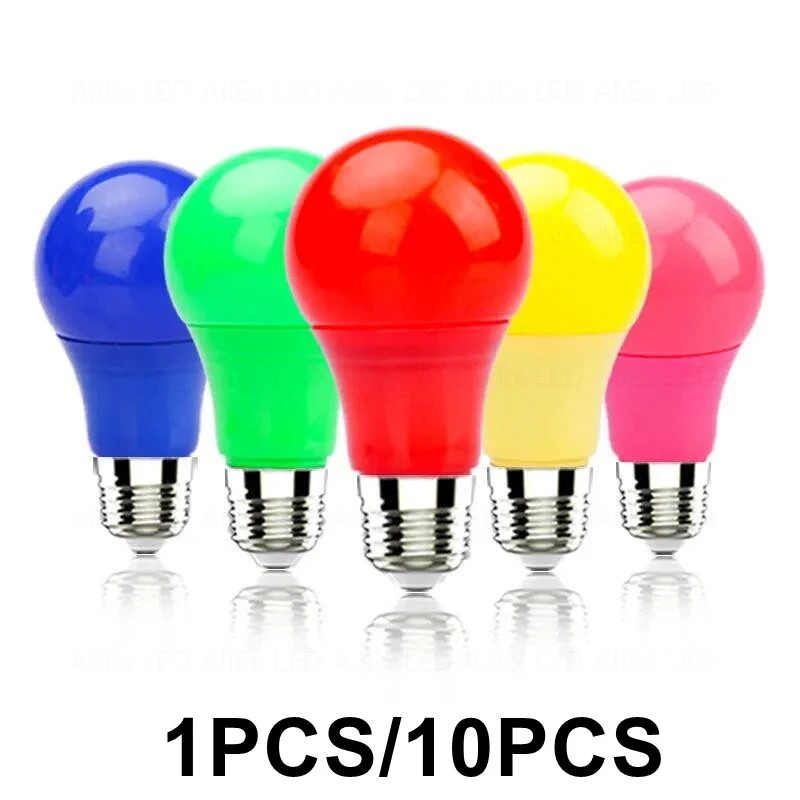 1PCS 5PCS 10PCS 220V 110V E27 5W 7W 9W led color Plastic coated aluminum colorful red yellow ...
