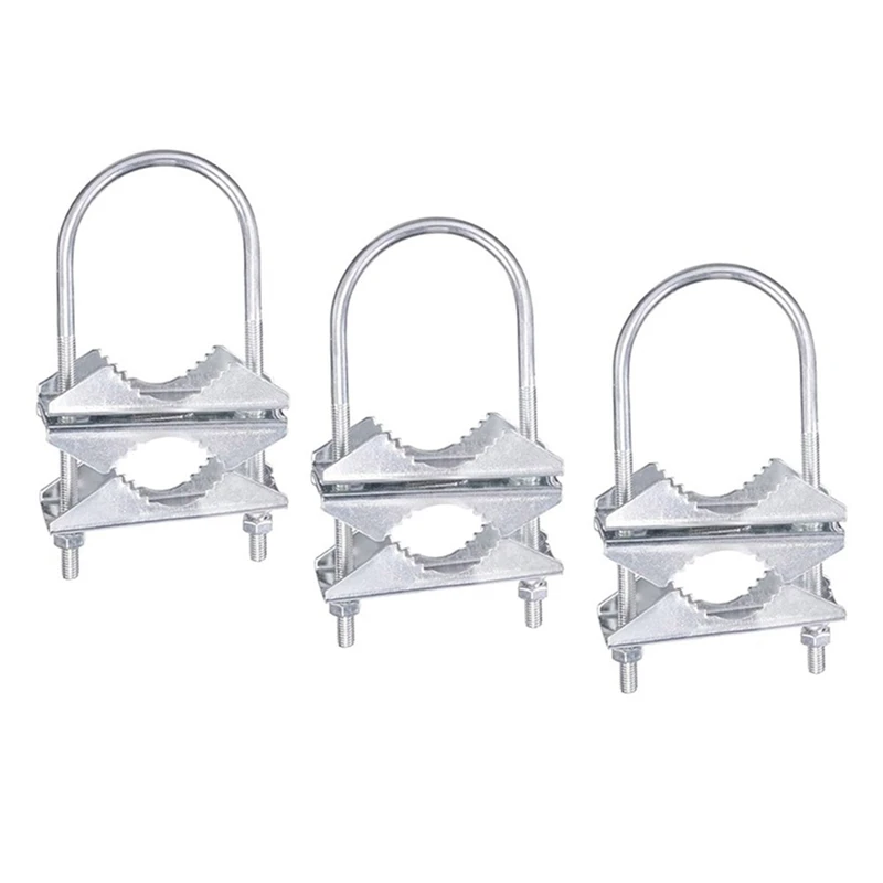 Double-Antenna-Mast-Clamp-V-Jaw-Bracket-U-Bolts-Pipe-Mounting-Hardware ...