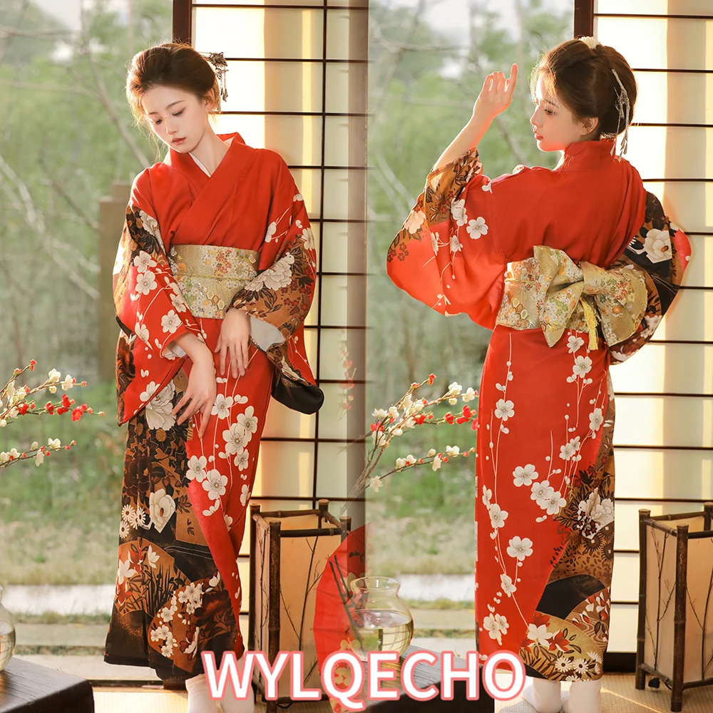 Kimono-rojo-tradicional-japon-s-para-mujer-Haori-Yukata-vestido-de-Cosplay-femenino-ropa-de ...