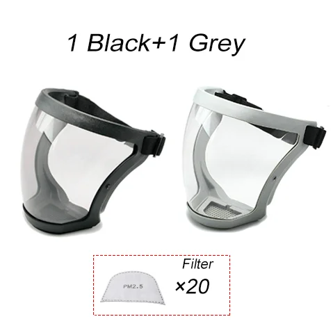Transparent Full Face Shield with Goggles and Filter - Splash-proof ...