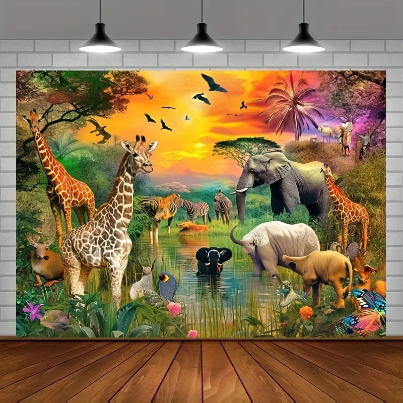 Cloth-Jungle-Animals-Hanging-Backdrop-African-Safari-Wildlife-Scenic ...