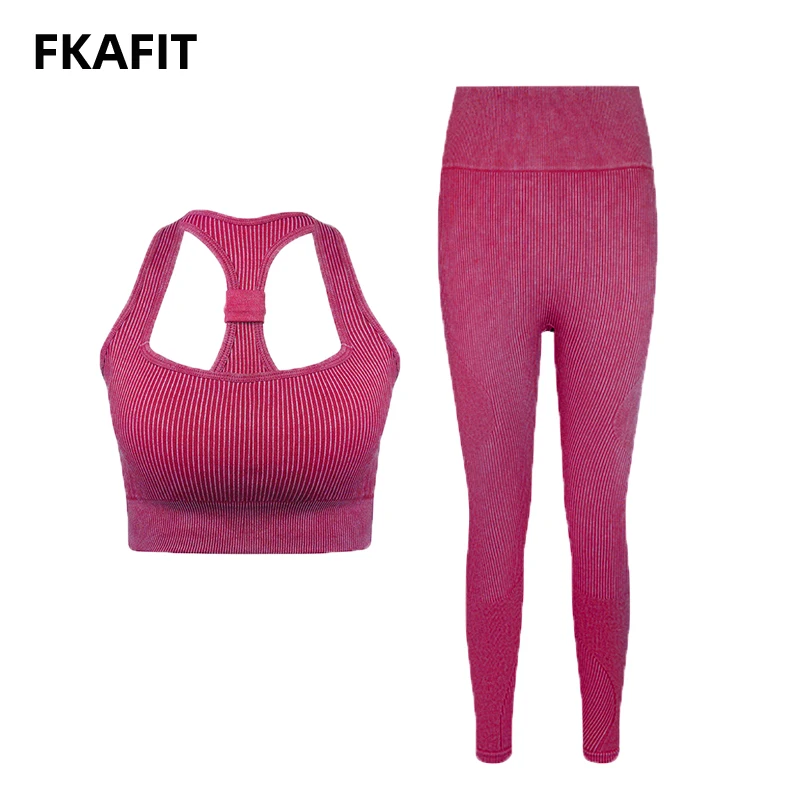 Seamless Yoga Set Women Clothes Sport Suit For Fitness Racer Back Crop Top Bra Gym Leggings 2 ...