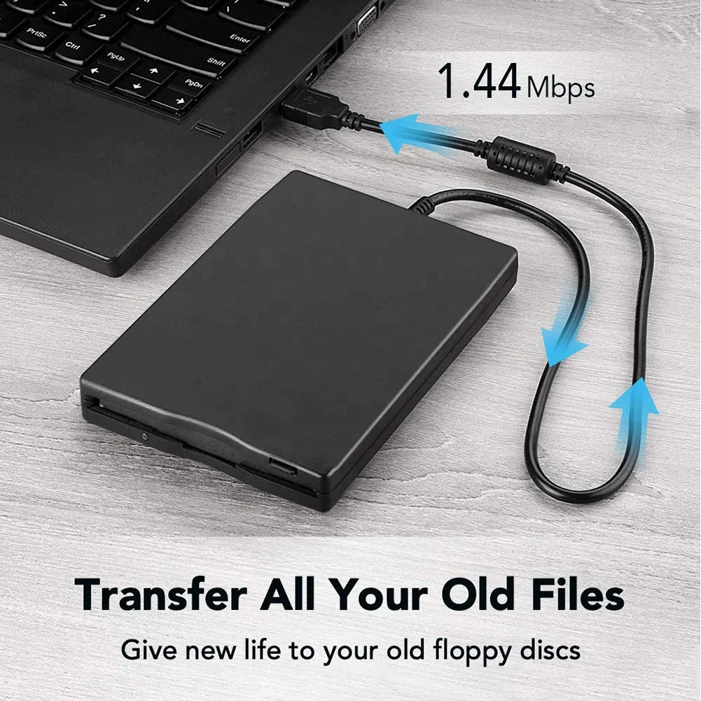USB Floppy Disk Reader Drive 3.5 External Portable 1.44 MB FDD Diskette ...