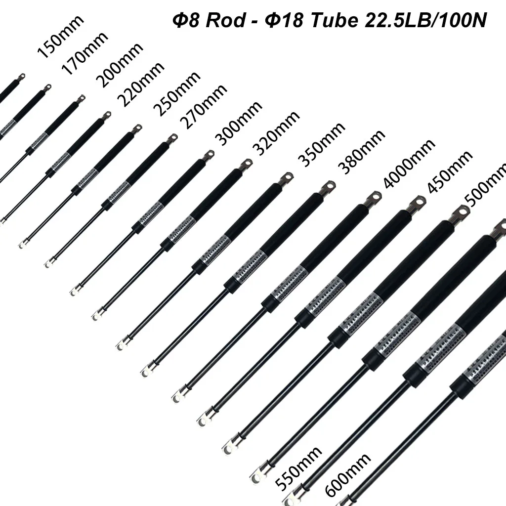 100N-23LB-150-600mm-Gas-Struts-with-Steel-Eyes-Ends-Shock-Absorbers-Gas ...