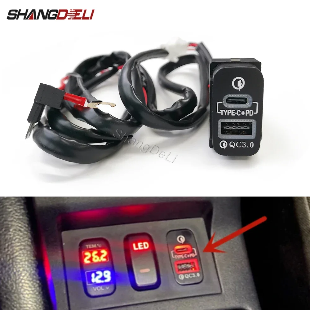 Car USB Charger PD Quick Charge USB Phone Charging Adapter Outlet For ...