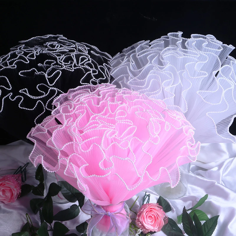 28Cm-4-5M-Flower-Wrapping-Yarn-Pearl-Edge-Wave-Mesh-Yarn-Floral-Bouquet ...