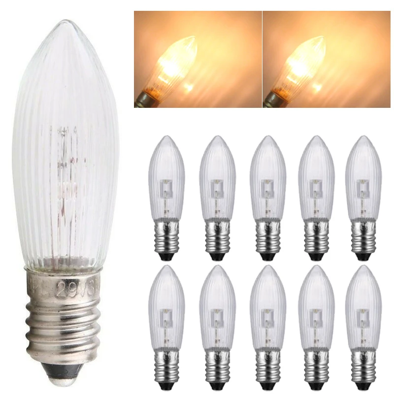 10pcs E10 Led Candle Light Bulb Ac 10v-55v Replacement Lamp Bulbs ...