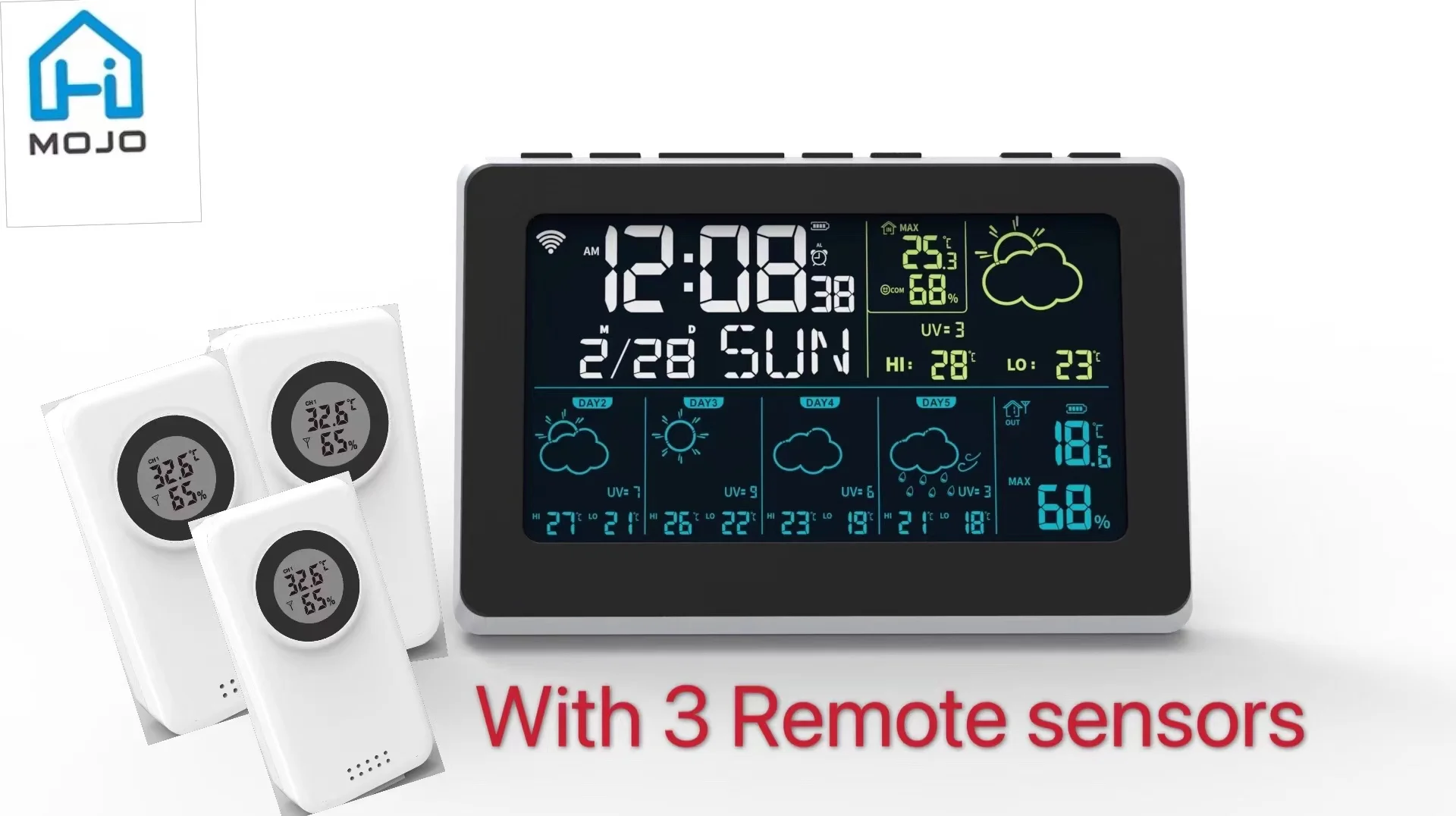 HIMOJO Wifi/Bluetooth Weather Station Clock With Tuya APP Weather ...