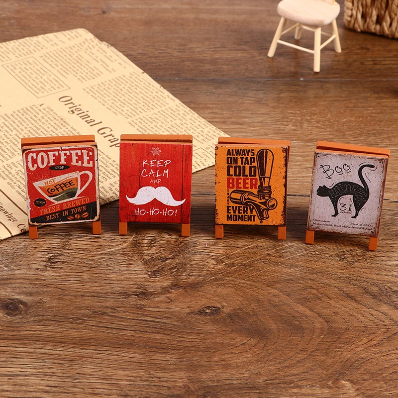 1-12-Dollhouse-Miniature-Wooden-Signboard-Mini-Chalkboard-Drawing-Scene ...