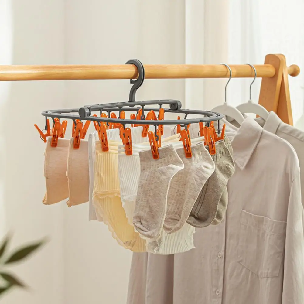 Clothing-Hanger-with-Multiple-Clips-Portable-Folding-Drying-Rack-Space ...