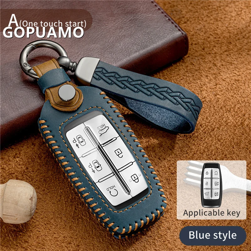 Handmade-Leather-Car-Key-Cover-Case-for-Hyundai-Genesis-G80-GV70-GV80 ...