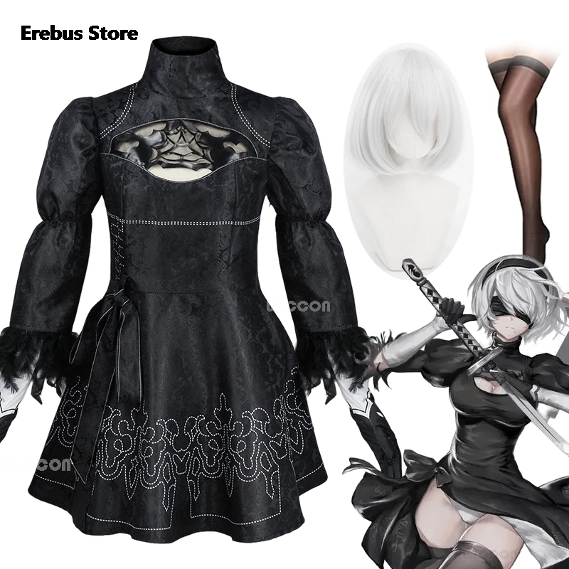 Nier-Automata-2B-disfraz-de-Cosplay-para-mujer-vestidos-Sexy-ropa-YoRHa ...